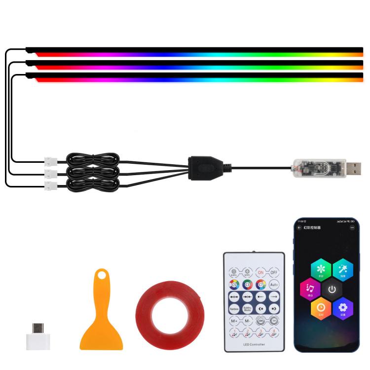 3 Control App Remote Control Colorful Car Interior Ambient Lighting ...