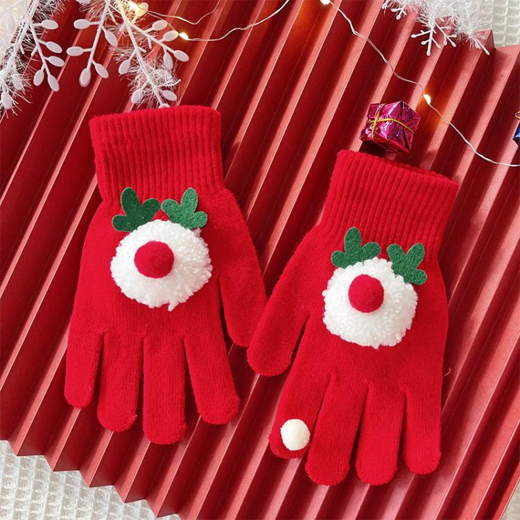 Christmas Reindeer Gloves Winter Five-Finger Thermal Gloves, Style ...