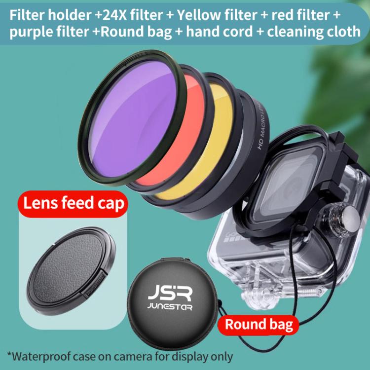 JSR 24X Macro & 3-color Diving Filter Kit For GoPro HERO13/12/11/10/9/8 ...