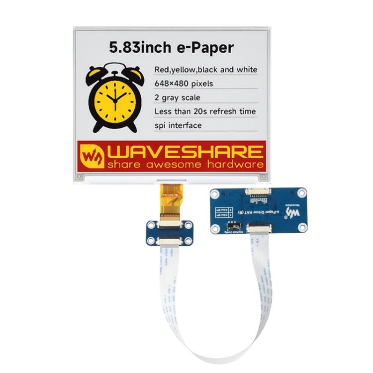 WAVESHARE 5.83 Inch E-Paper 4 Color E-Ink Display Module, Spec: Raw Display