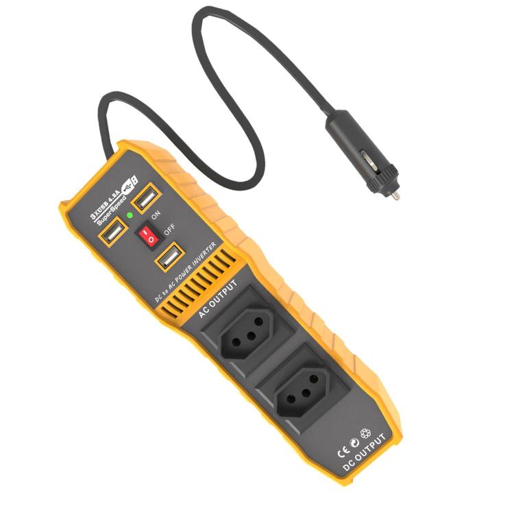 3-USB Dual-Socket Car Power Inverter Vehicle Power Converter EU Plug ...