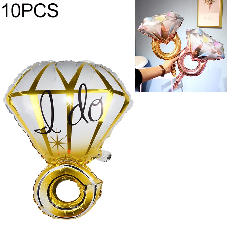 10 PCS Wedding Marriage Room Decoration Balloon Diamond Ring Foil ...