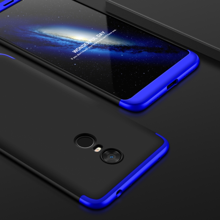 GKK 샤오 미 Redmi 5 Plus 3 단계 접합 360도 풀 커버리지 PC 보호 케이스 뒷면 커버 (블랙 + 블루)