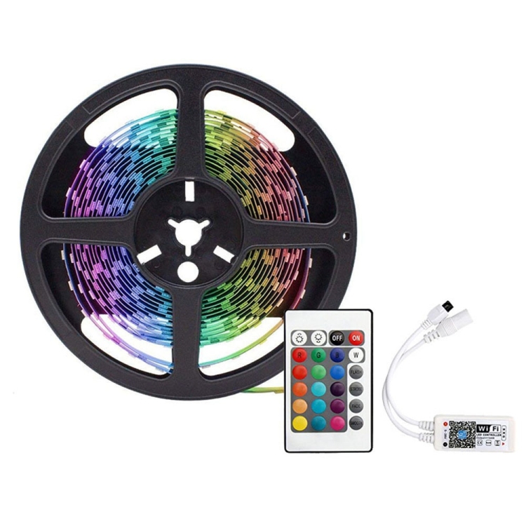 Striscia luminosa nuda RGB da 5 m 300 LED 5050SMD con telecomando WiFi ...