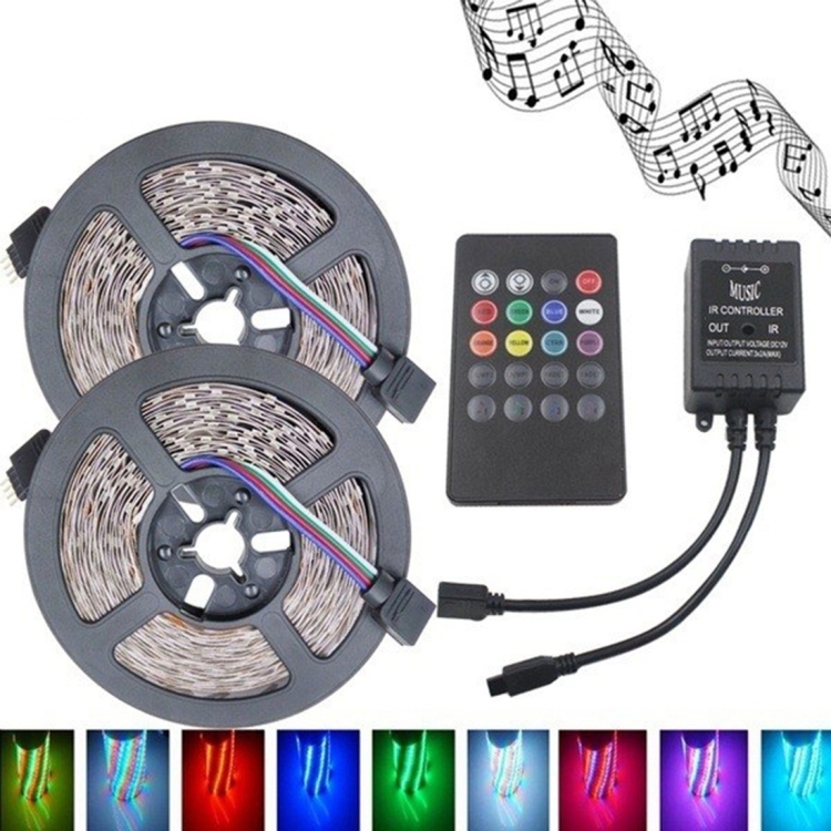 10m 24W 600 LEDs SMD 3528 RGB Flexible Music LED Strip Lamp, DC 12V