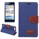 Denim Texture Leather Case with Holder and Card Slots for Huawei Ascend ...