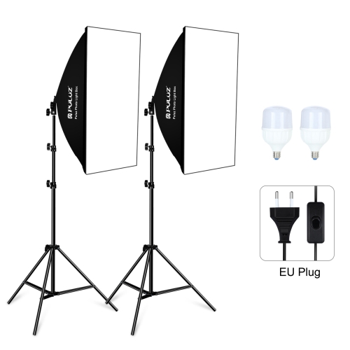 PULUZ Softbox Lighting Kit 2 PCS 50x70cm Professional Photo Studio Photography Light Equipment with 2 x E27 Socket Bulb Photography Lighting Kit EU